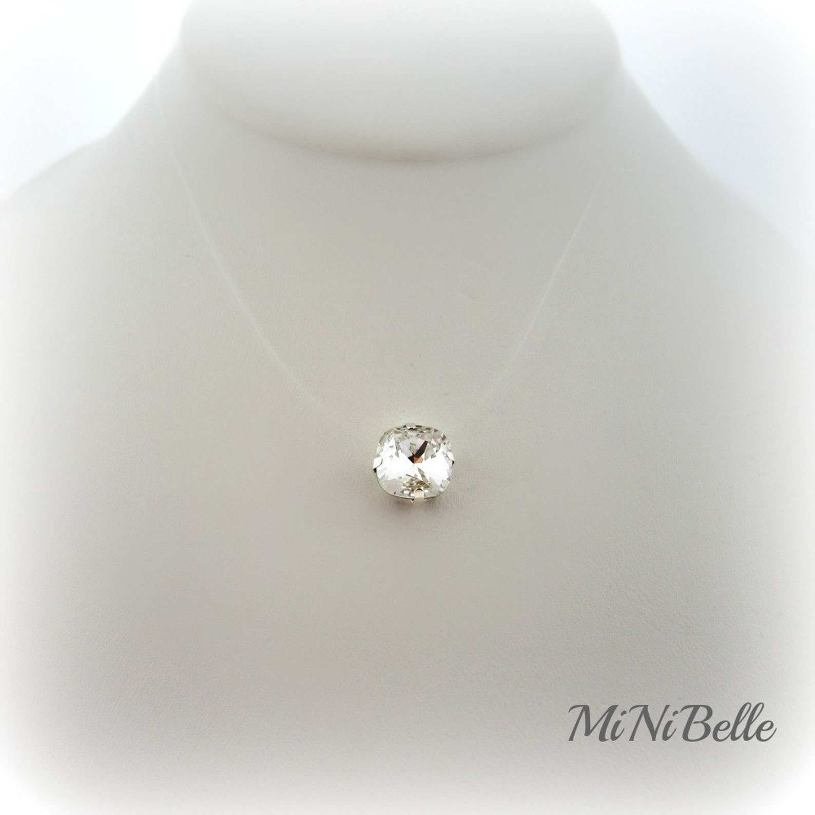 Crystal Floating Necklace. Illusion Necklace. Bridal Illusion Necklace ...