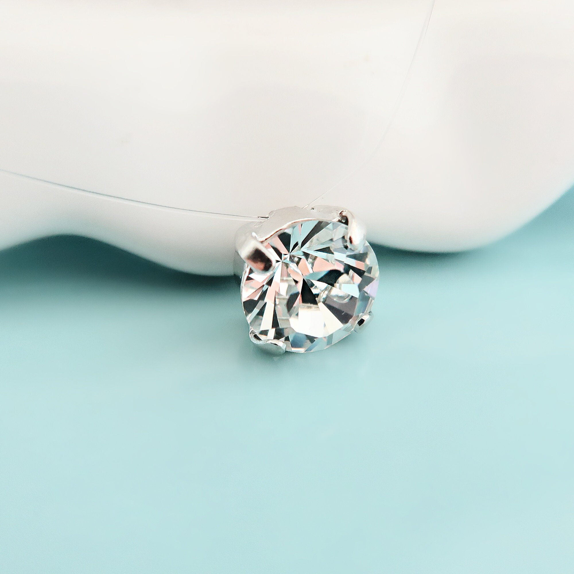 Brilliant Crystal Floating Pendant Necklace. Illusion Crystal - Etsy UK