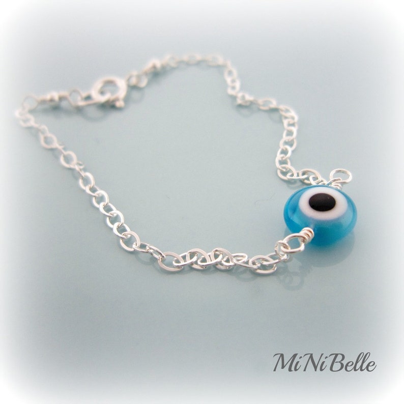 Sterling Silver Blue Evil Eye Bracelet - Etsy Australia