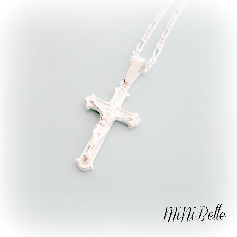 Catholic Cross Necklace. Silver Crucifix Necklace. Sterling | Etsy