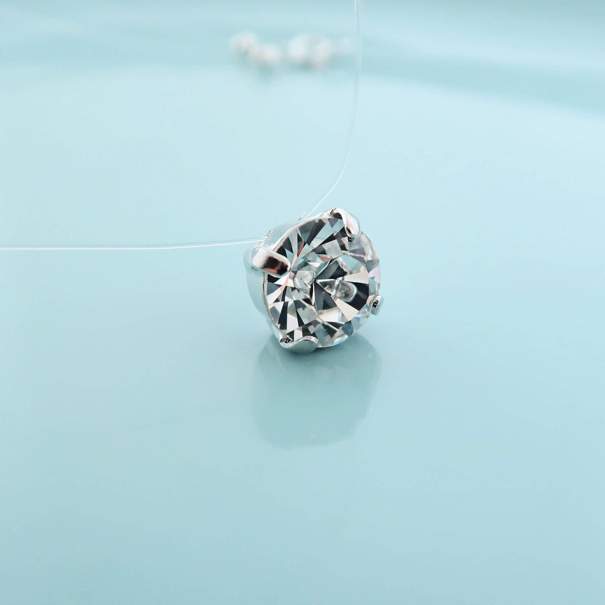 Brilliant Crystal Floating Pendant Necklace. Illusion Crystal - Etsy UK