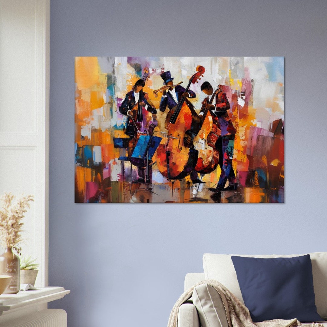 Abstract Jazz Music Wall Art, Living Room Decor, Dine Room Decor, Large ...