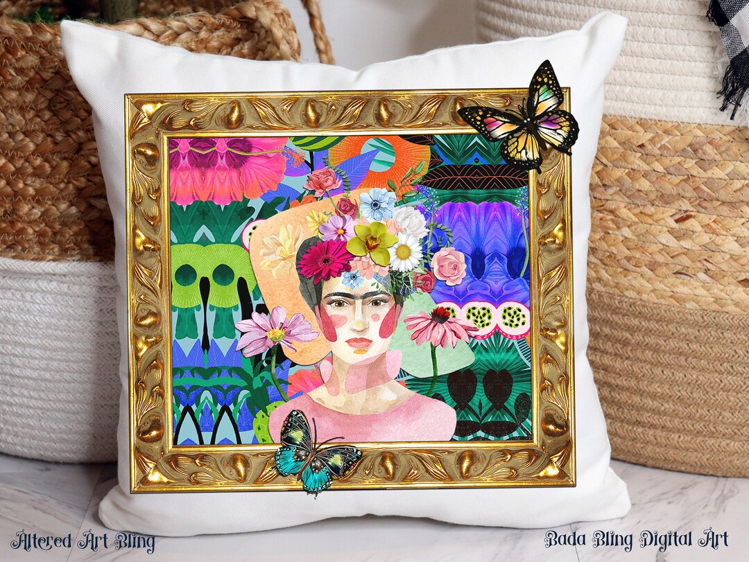 Fun, Fab FRIDA Gets Framed Pillows, Original Art Custom Made Pillows ...