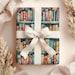 Book Wrapping Paper Roll Colorful Bookshelf Gift Wrap for Christmas ...