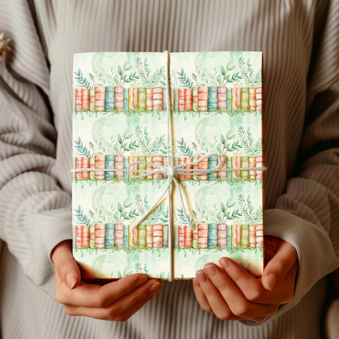 Gift Wrapping Paper Colorful Bookshelf Paper for Book Lover Birthday ...