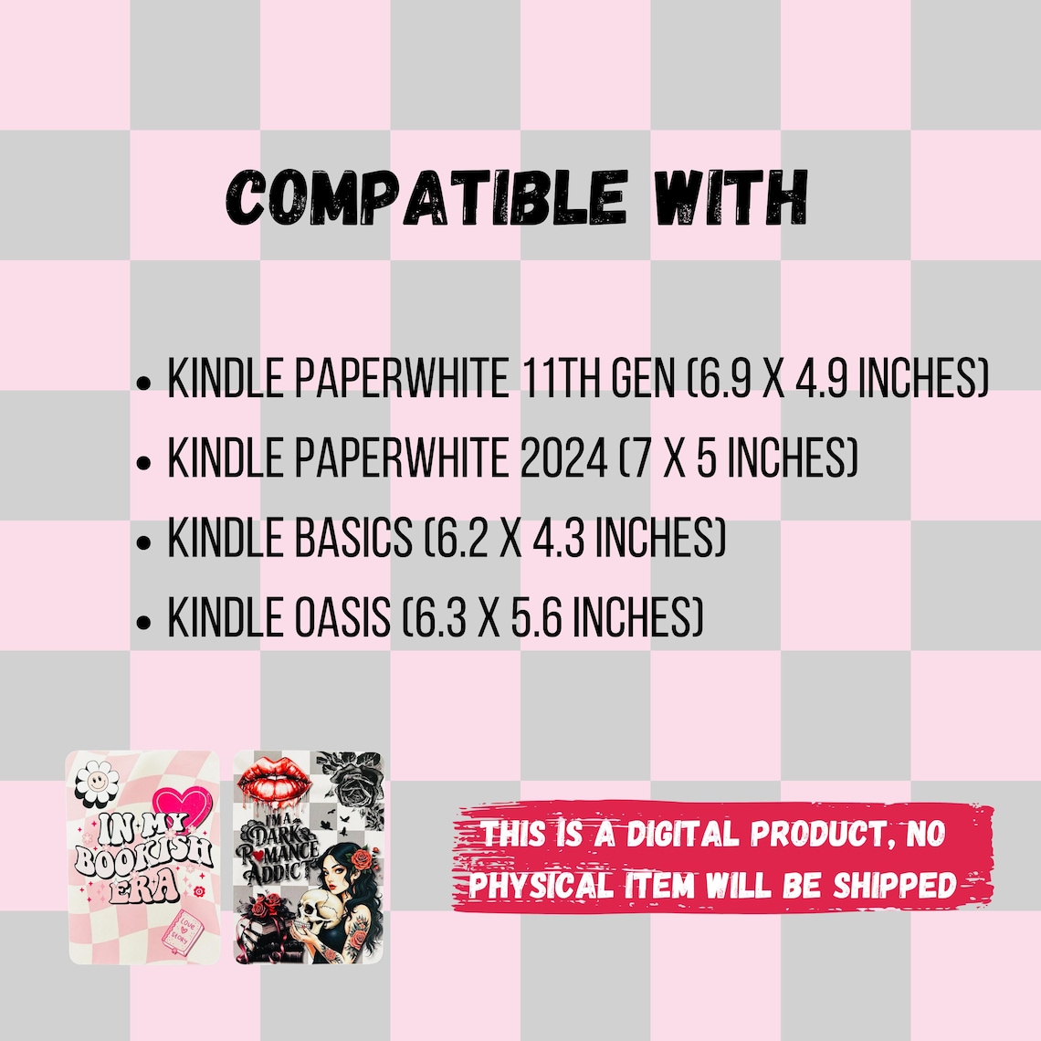 Printable Kindle Clear Case Insert Dark Romance Bookish Accessories ...