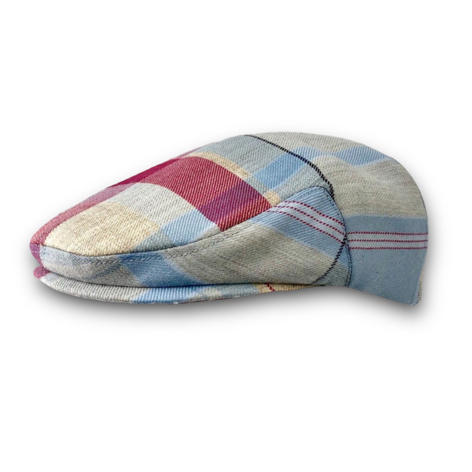Custom Handmade Plaid Wool Flat Jeff Cap, Ivy, Driving Cap - Golf Hat ...