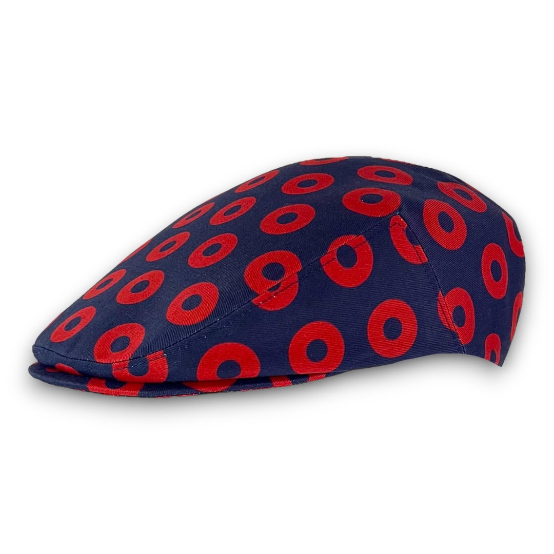Custom Handmade Novelty Fishman Donut Print Cotton Jeff Cap, Flat Ivy ...