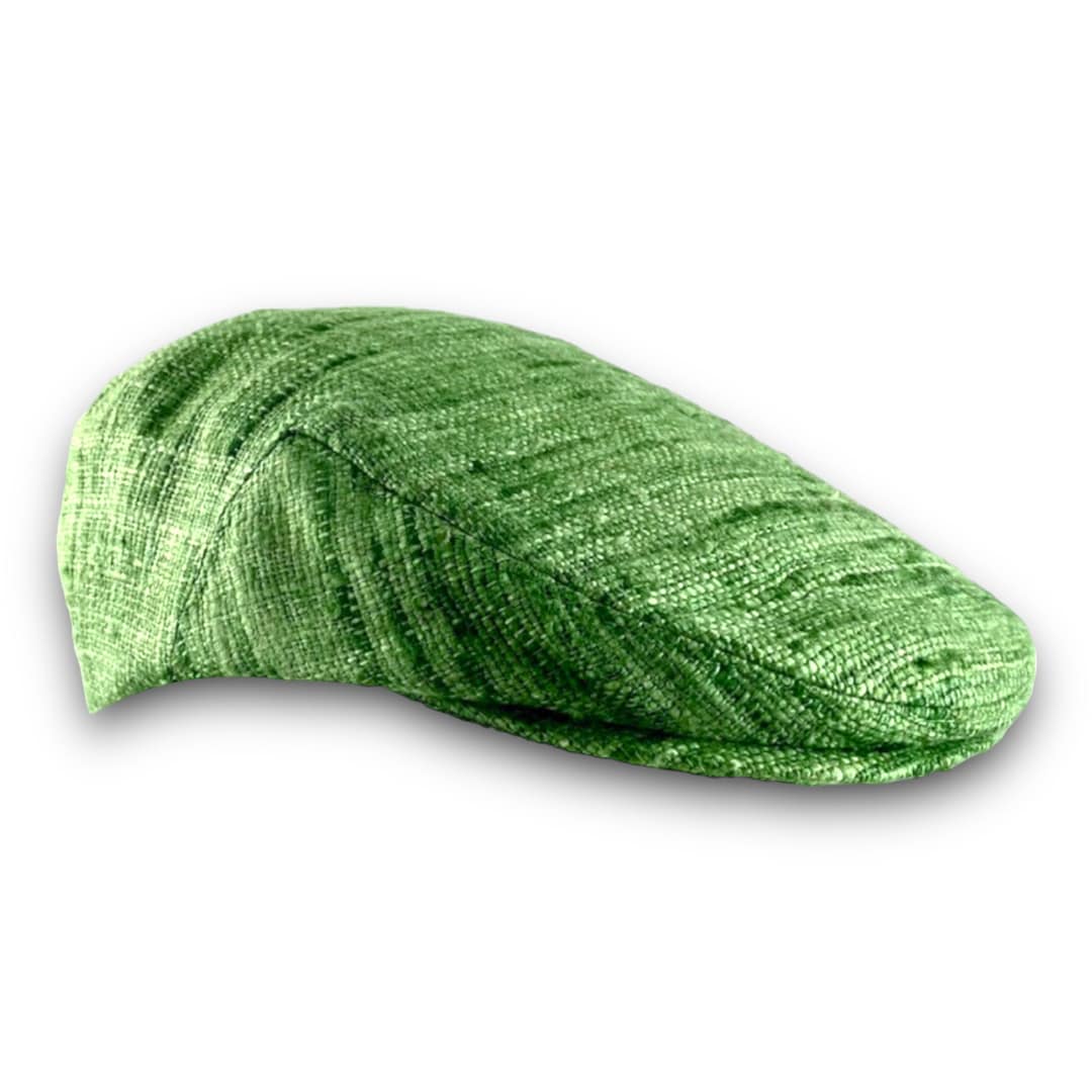 Custom Handmade Jeff Cap Flat Cap Driving Cap for Men in Textured Green ...