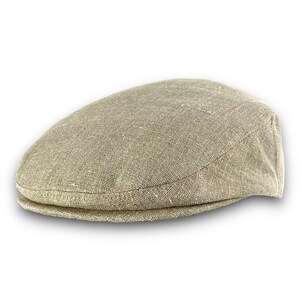 Custom Handmade Oatmeal Tan Linen Flat Jeff Cap, Ivy Cap, Driving Cap ...