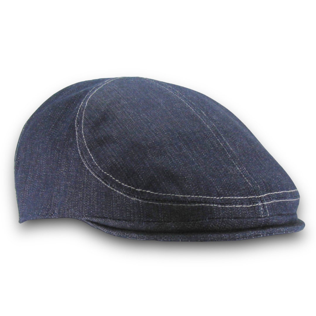 Custom Handmade Denim 6-panel Flat Cap Driving Cap for Men in Denim ...