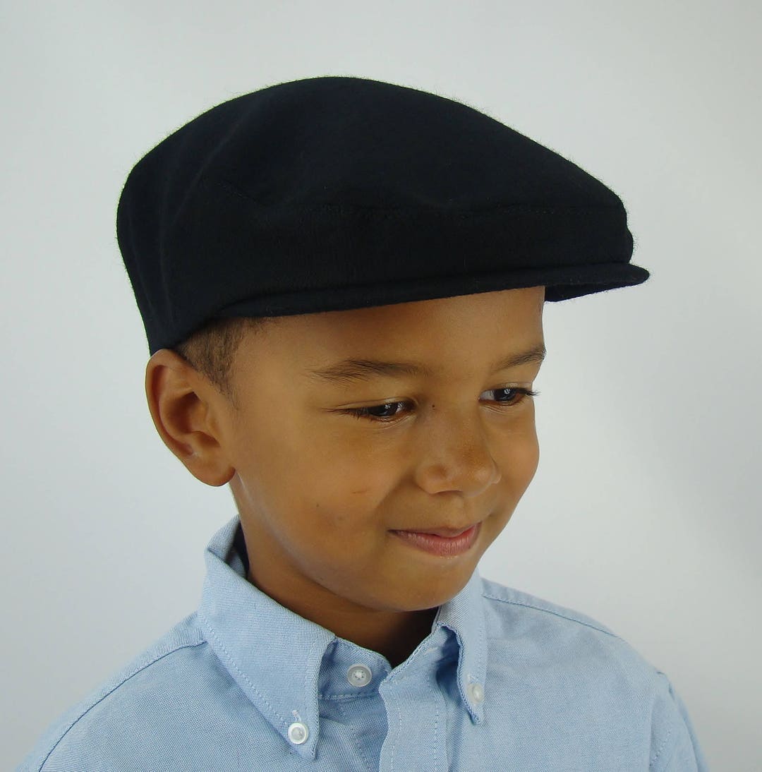 Custom Handmade Black Wool Sixpence Ivy Hat - Flat Jeff Cap, Ivy Cap ...