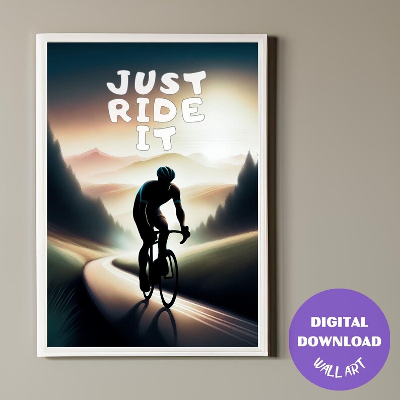 Bike Motivational Poster, Printable Cycling Trendy Wall Art, Gifts for ...