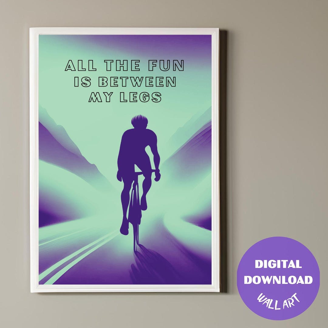Unique Bike Motivational Poster, Printable Cycling Trendy Wall Art ...