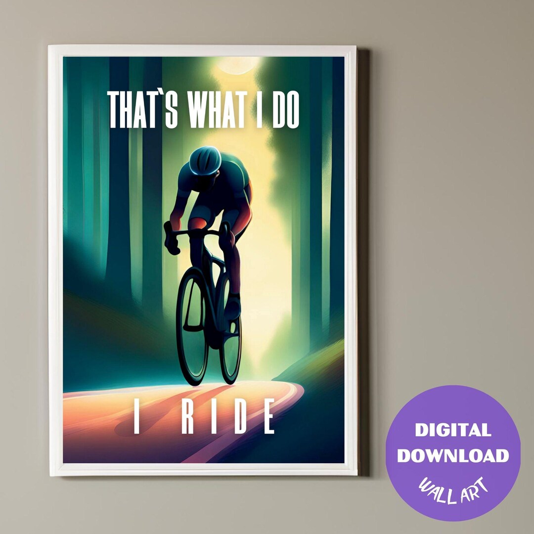 Minimalist Bike Motivational Poster, Printable Cycling Trendy Wall Art ...