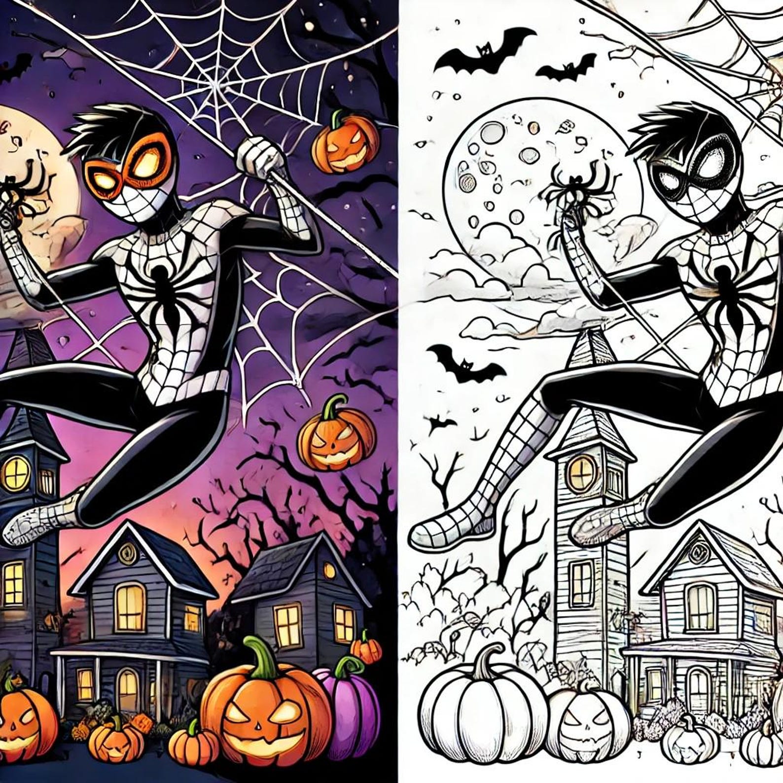 Spooky Spider Adventures: 20 Halloween Coloring Pages With Spider-man ...