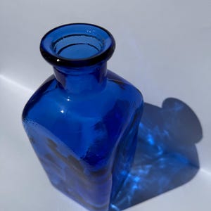 Vintage Cobalt Blue Square Glass Bottle 9” - Etsy