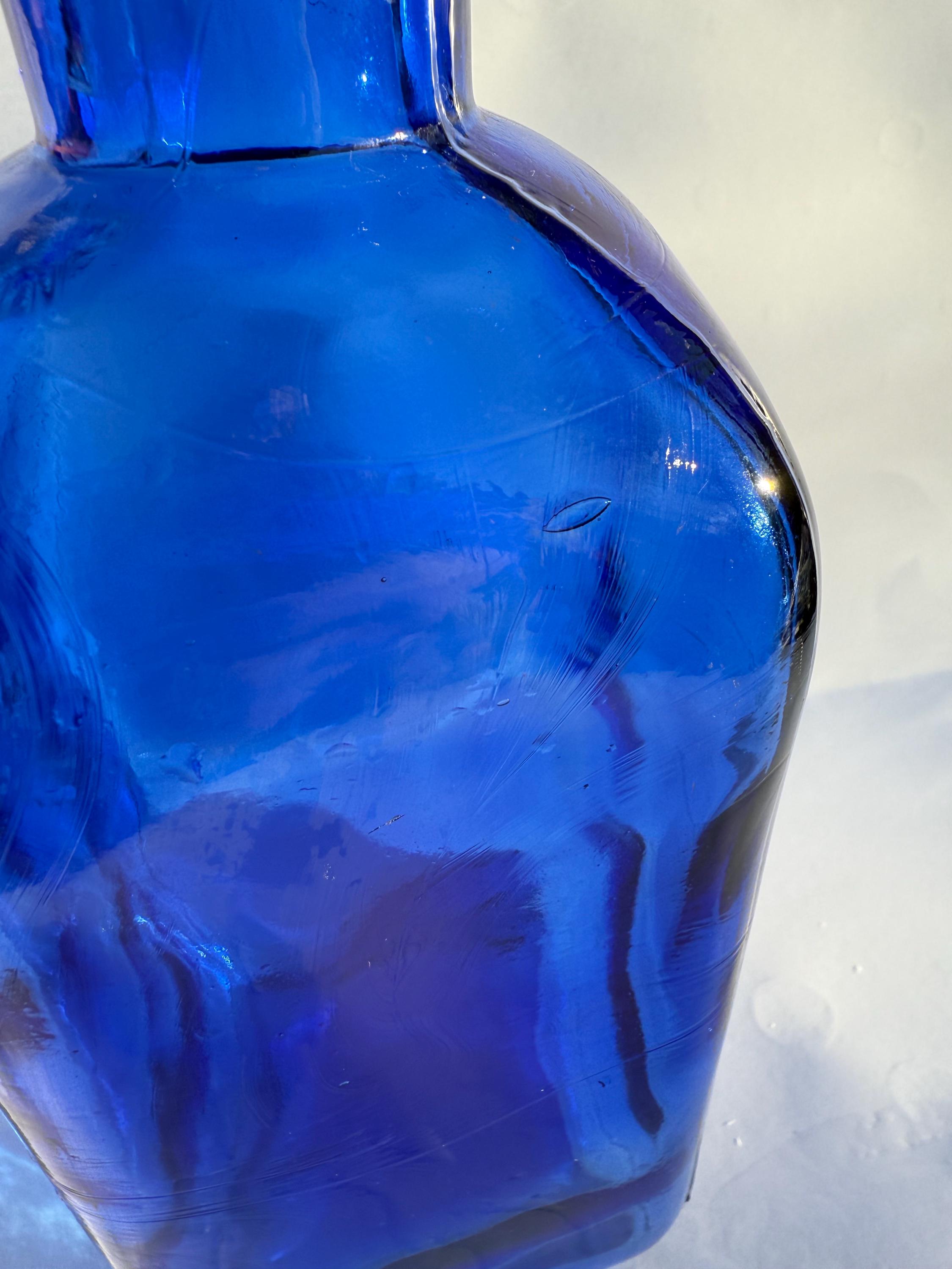 Vintage Cobalt Blue Square Glass Bottle 9” - Etsy