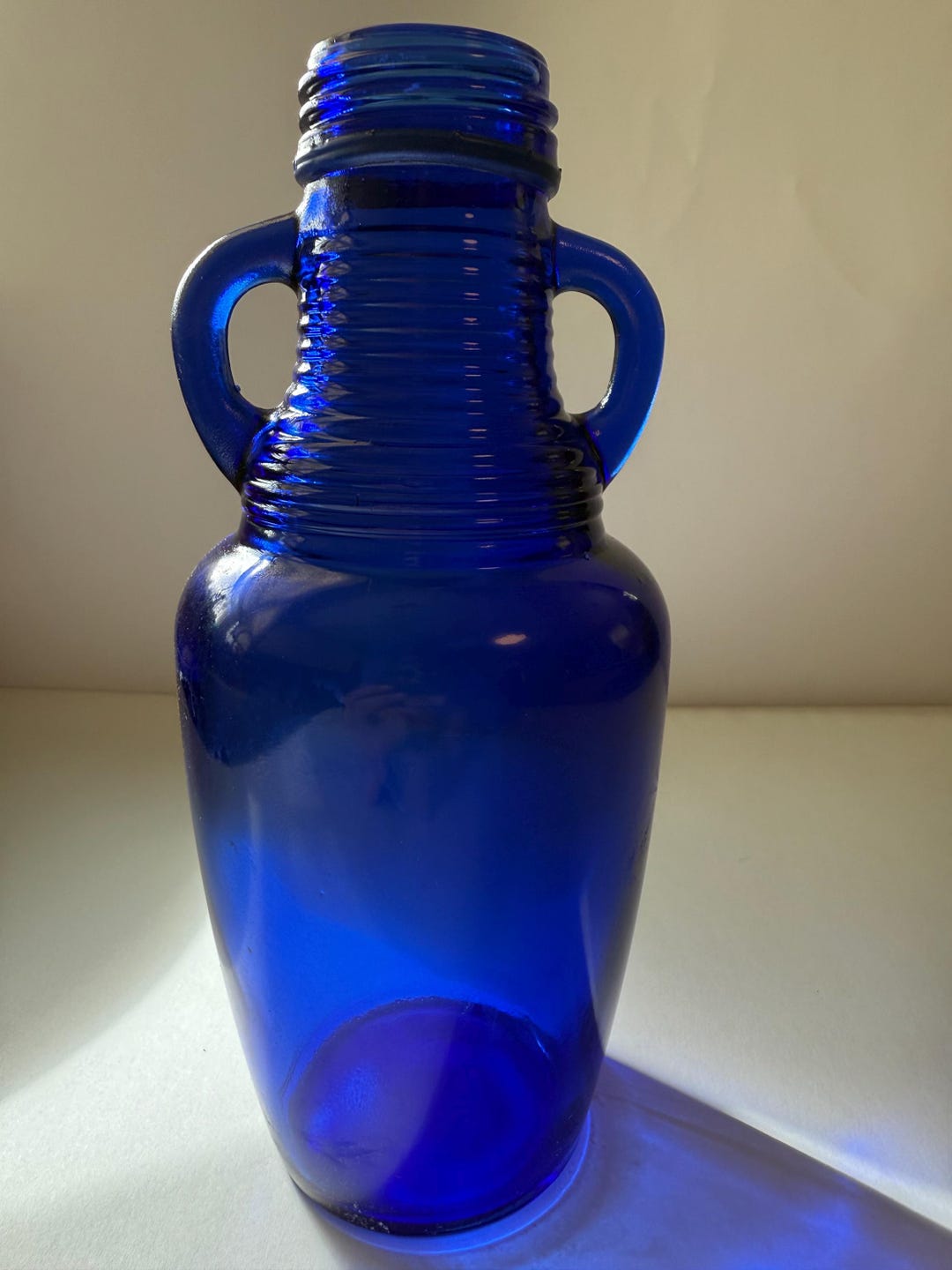 Vintage Cobalt “blue Luna Cafe” Dual Handled, Rib Necked Bud Vase 7” - Etsy