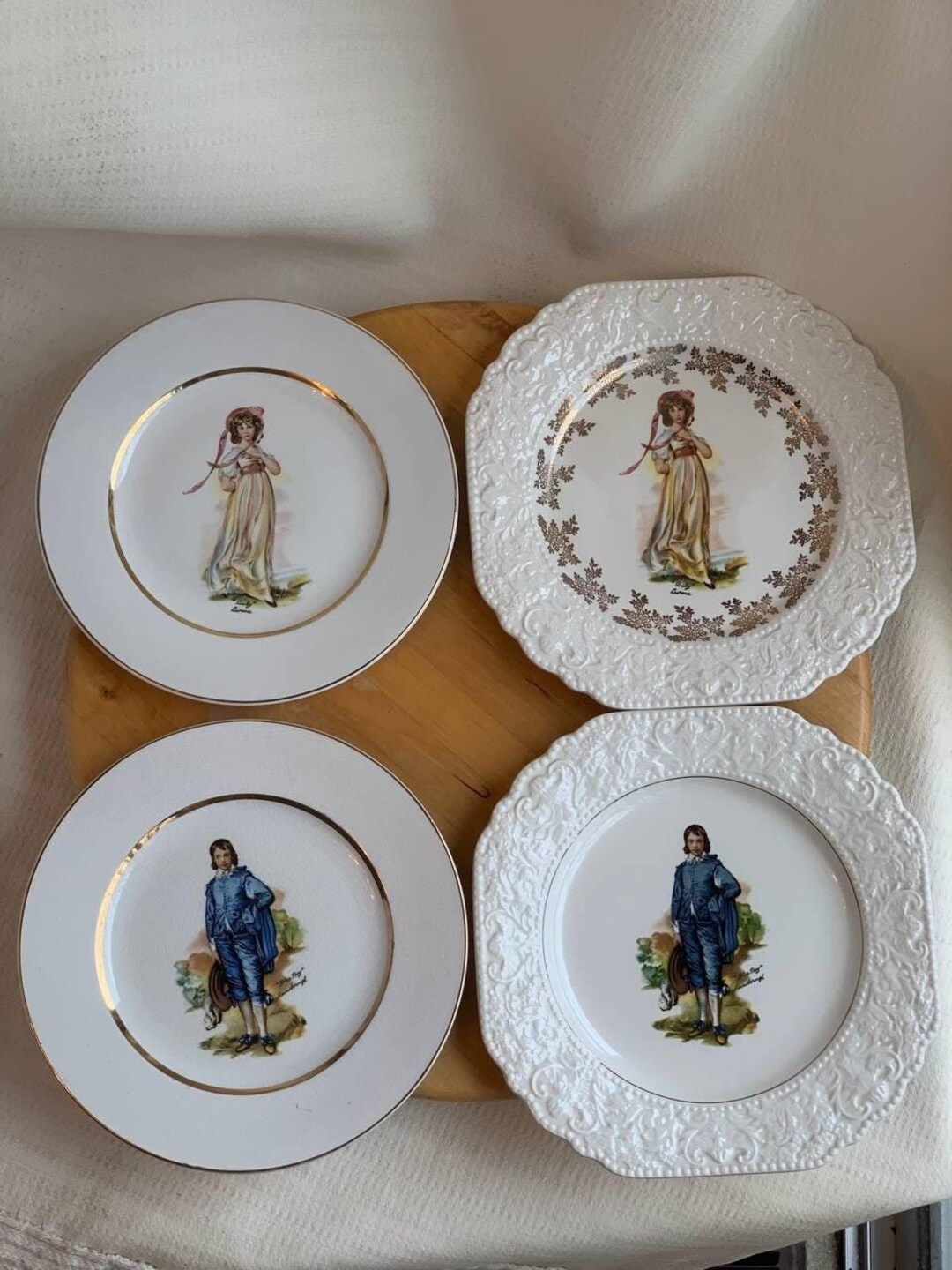 Vintage Lord Nelson Pottery Plates | Blue Boy & Pinky, Gold Trim (set ...