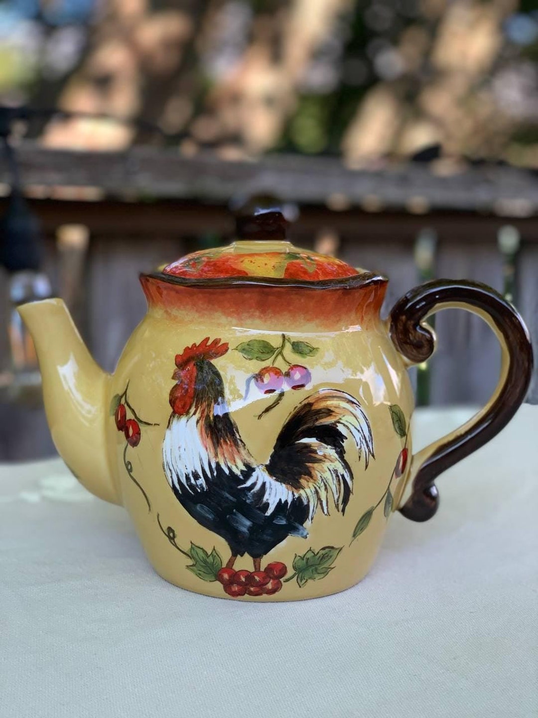 Farmhouse Rooster Teapot | Hand-painted Ceramic Teapot | Vintage ...