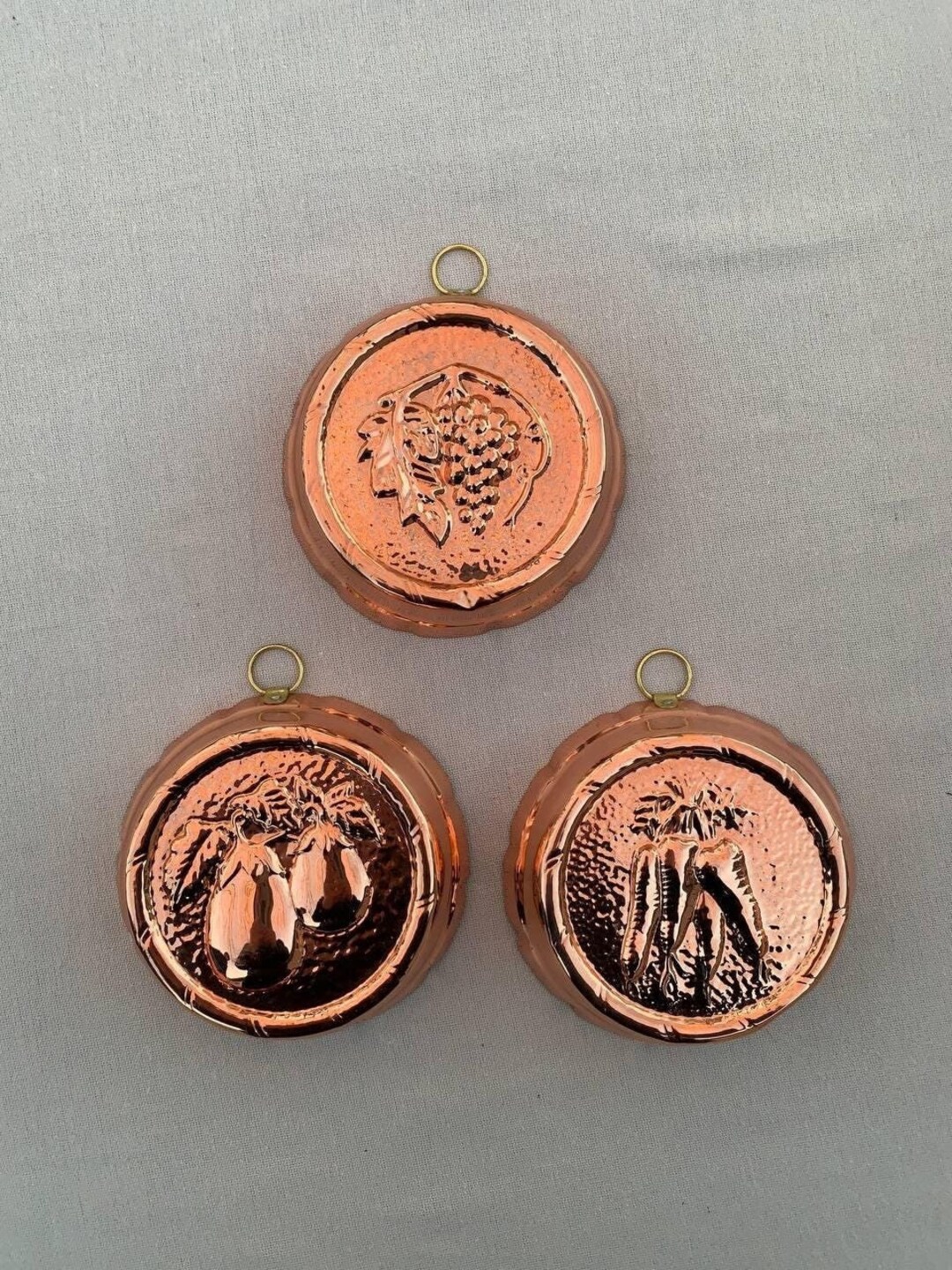 Solid Copper Mold Set Made in Switzerland Grapes, Eggplants and Carrots ...