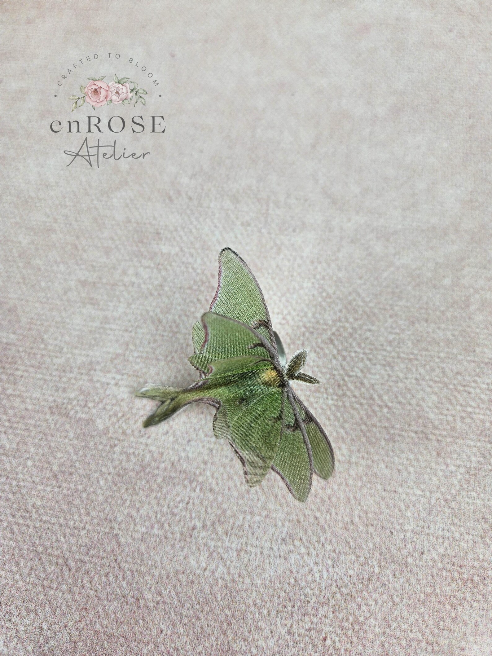Luna Moth Ring With Layered Wings, Boho Style Jewelry, Silk Organza ...
