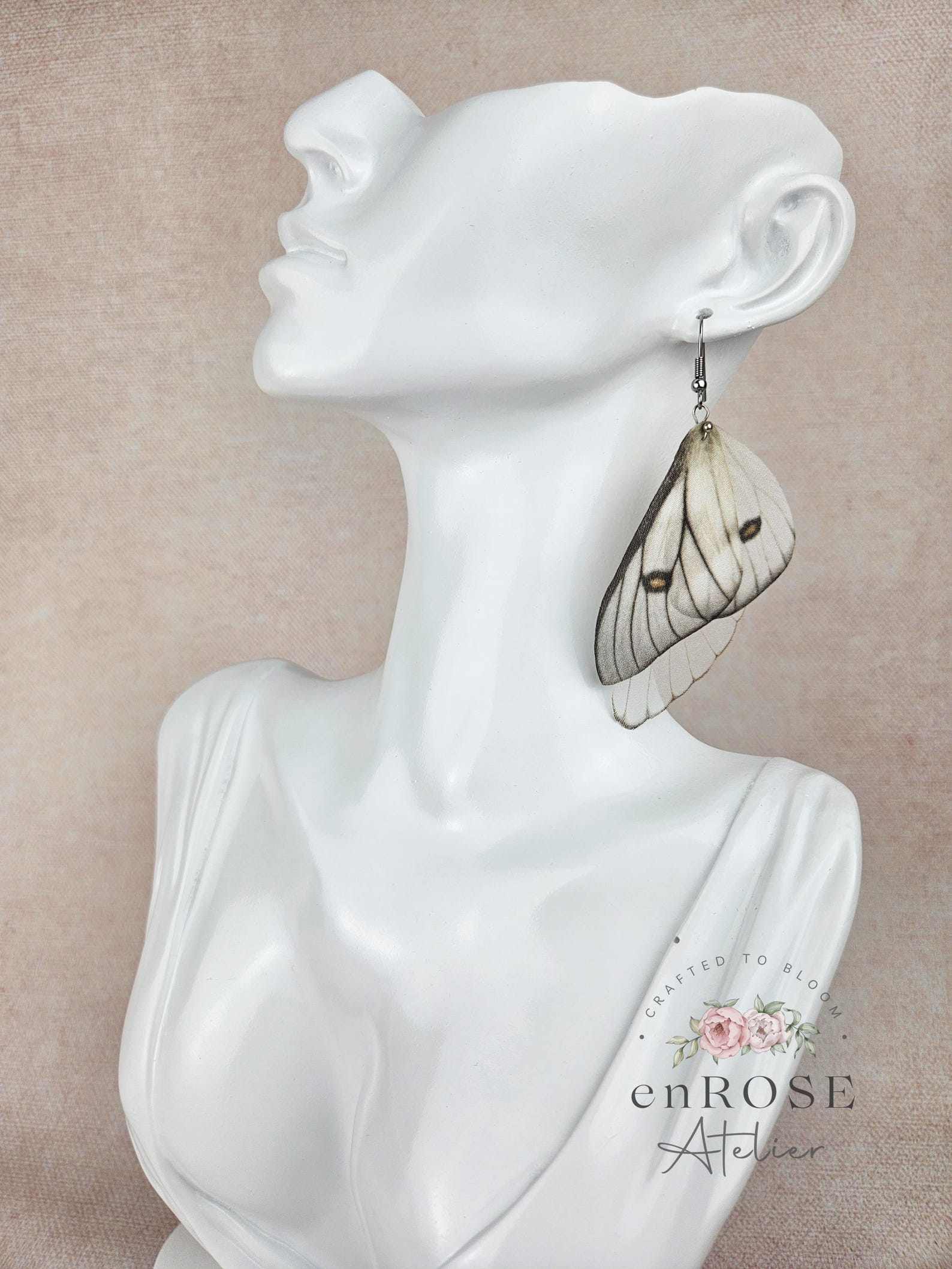 Ghost Silk Moth Earrings, Realistic Luna Moth Wings, Moon Moth ...