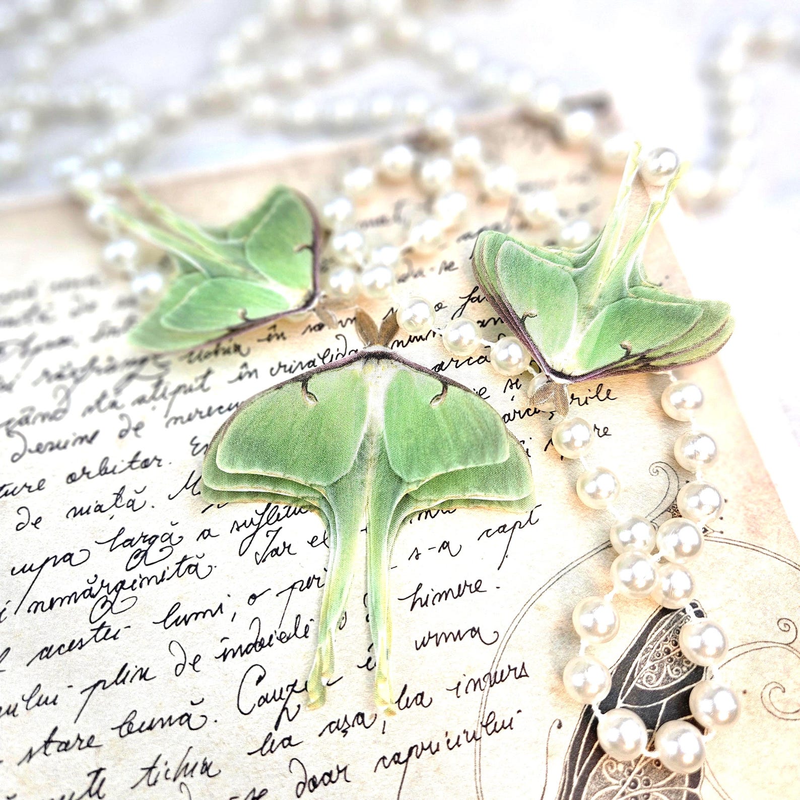Realistic Luna Moth Hair Clips Set of 3, 3D Green Moon Moths With ...