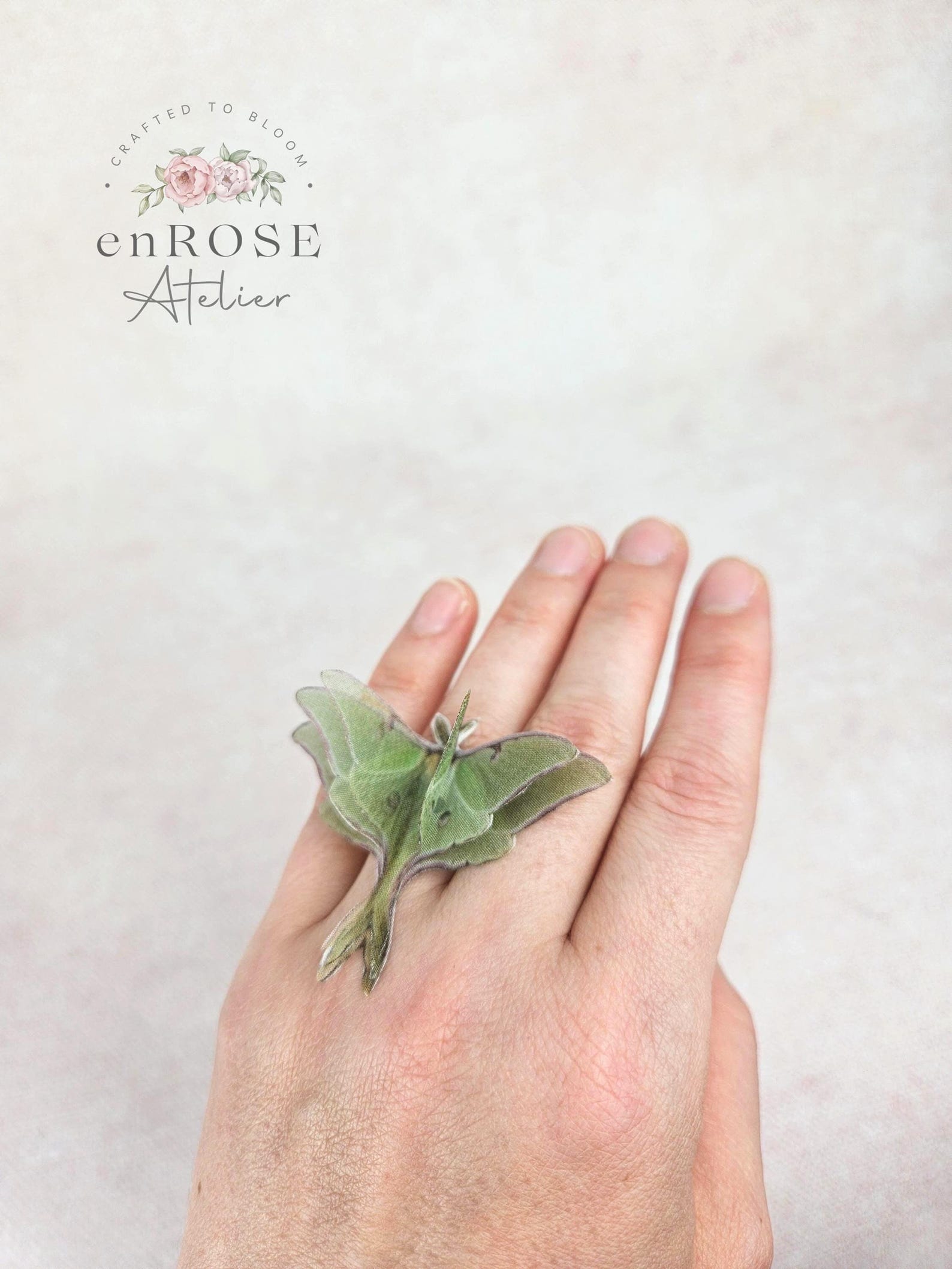 Luna Moth Ring With Layered Wings, Boho Style Jewelry, Silk Organza ...