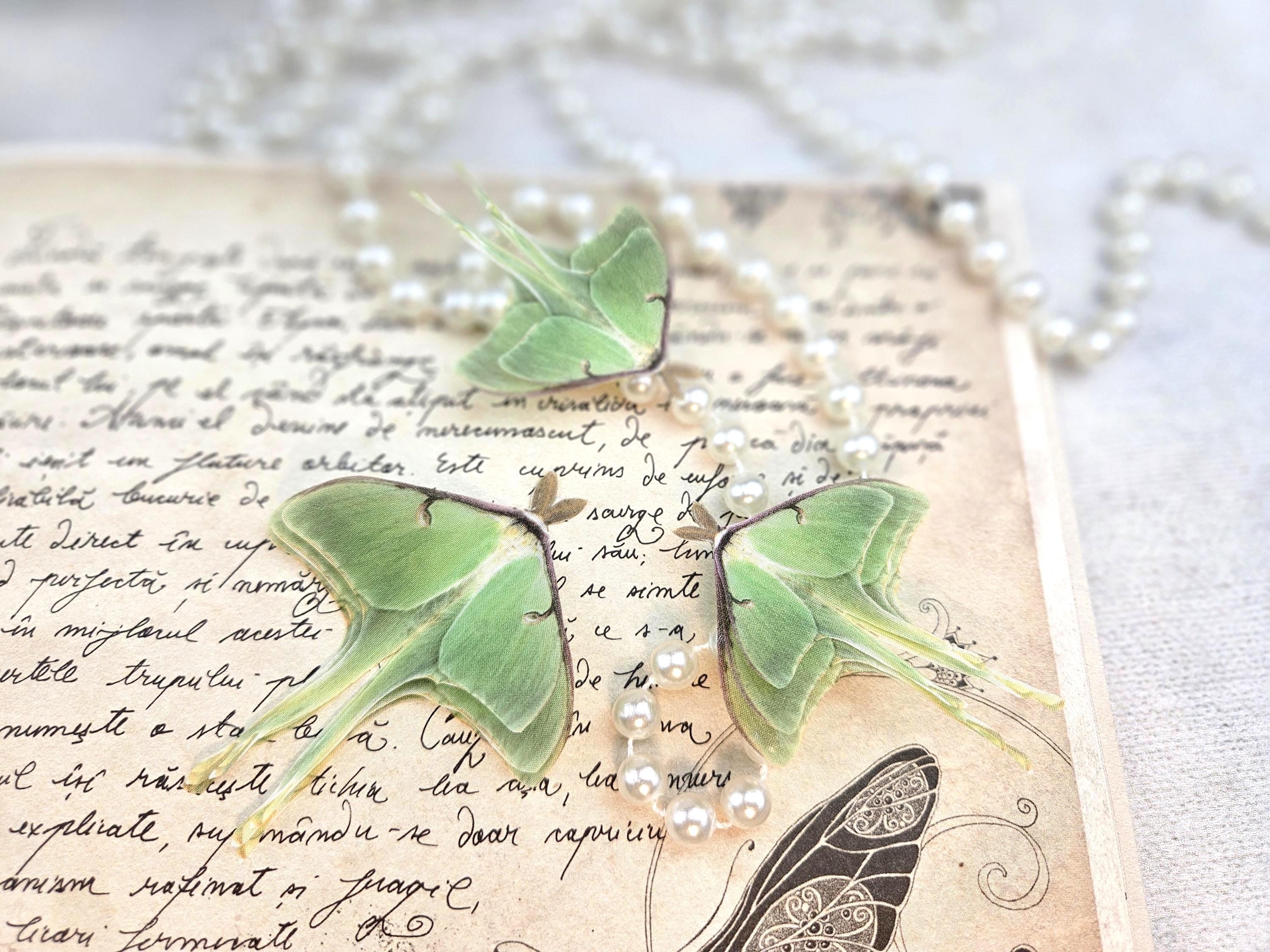 Realistic Luna Moth Hair Clips Set of 3, 3D Green Moon Moths With ...