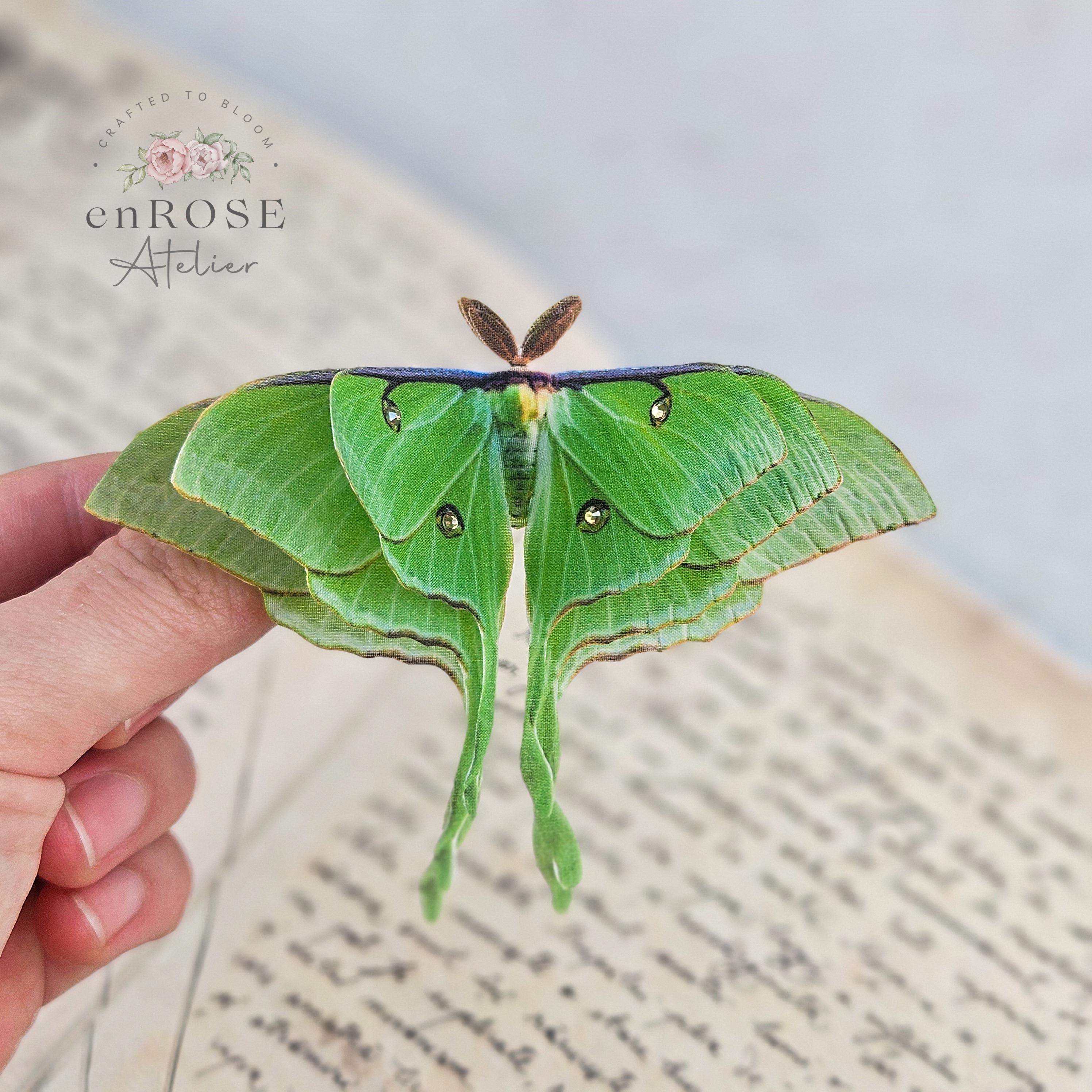 Extra Large Green Luna Moth Hairclip, 3D Silk Realistic Butterfly With ...