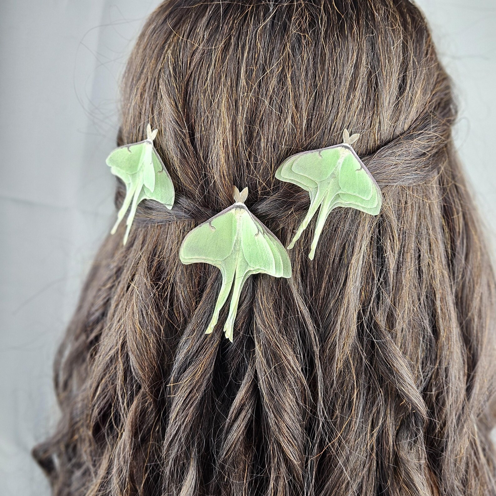 Realistic Luna Moth Hair Clips Set of 3, 3D Green Moon Moths With ...