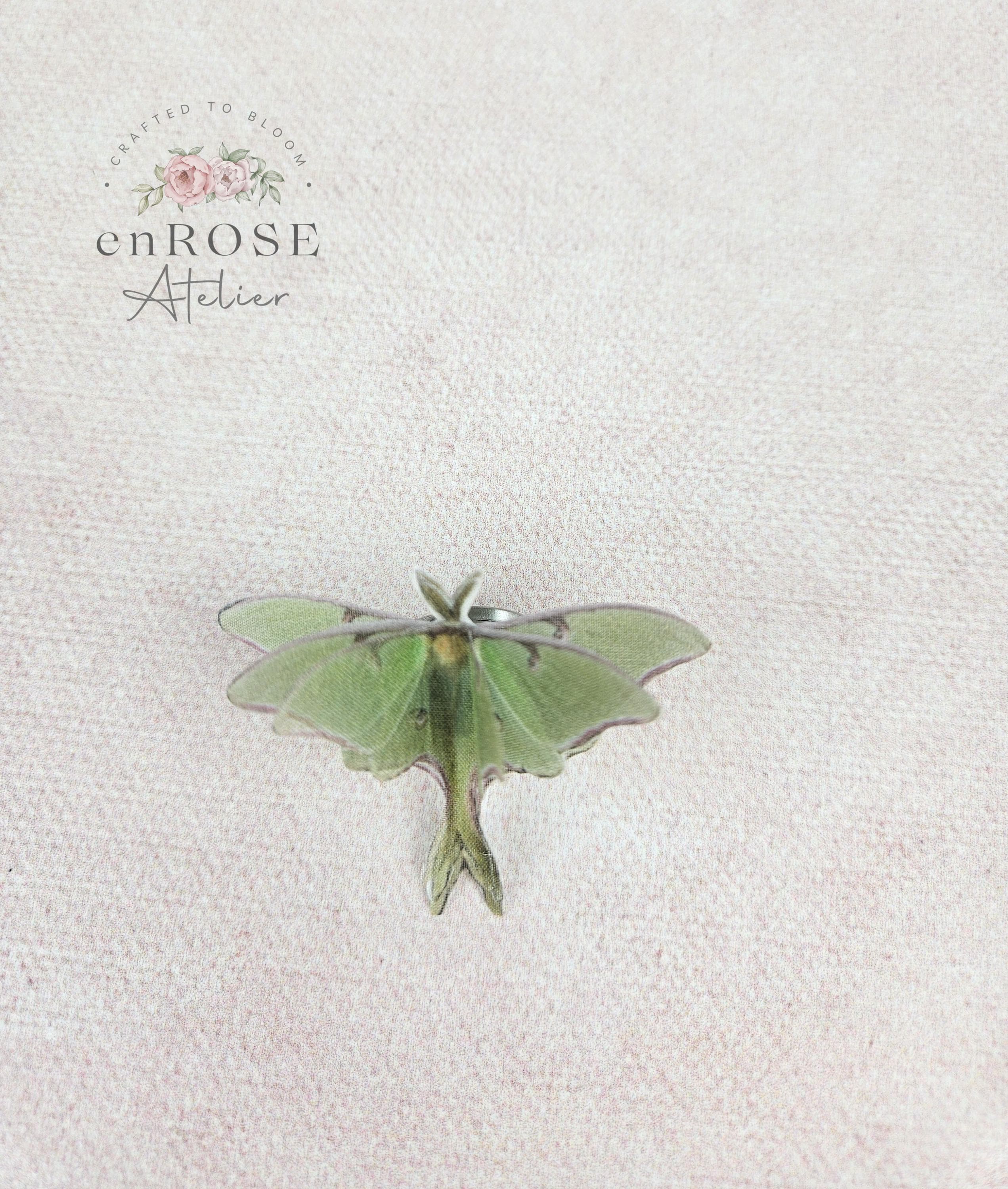 Luna Moth Ring With Layered Wings, Boho Style Jewelry, Silk Organza ...
