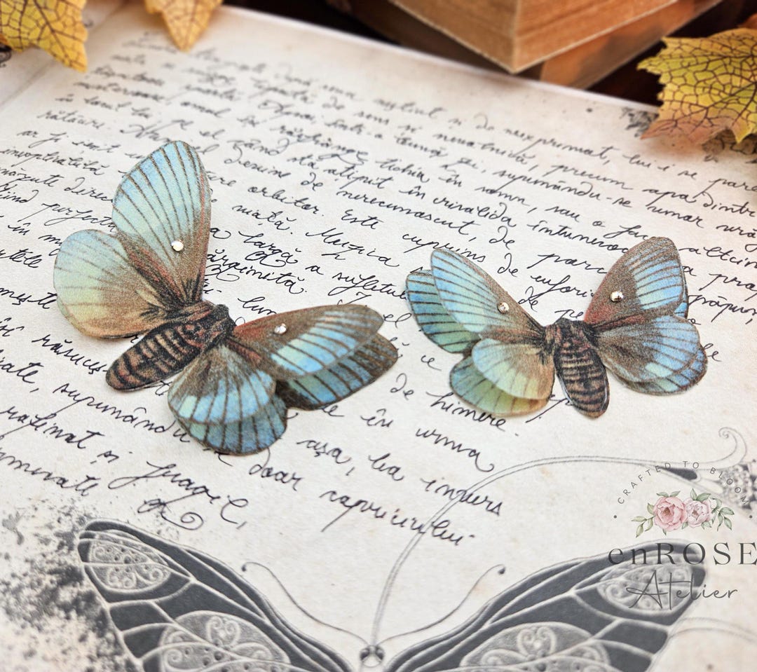 Set of 2 Silk Moths, Gothic Style Moths With Layered Wings, Halloween ...