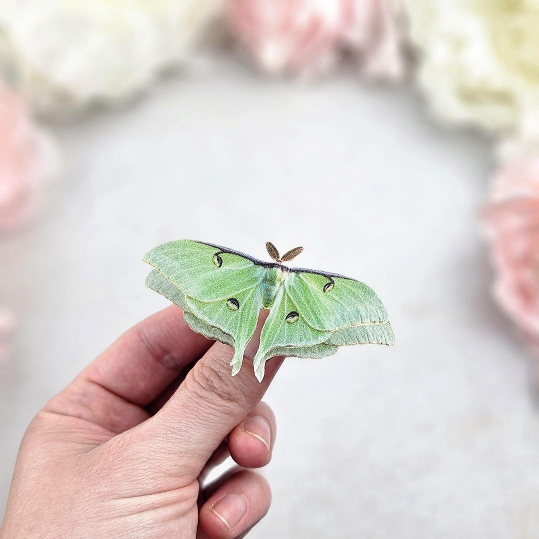 Green Luna Moth Ring With Layered Wings, Boho Style Jewelry, Nature ...