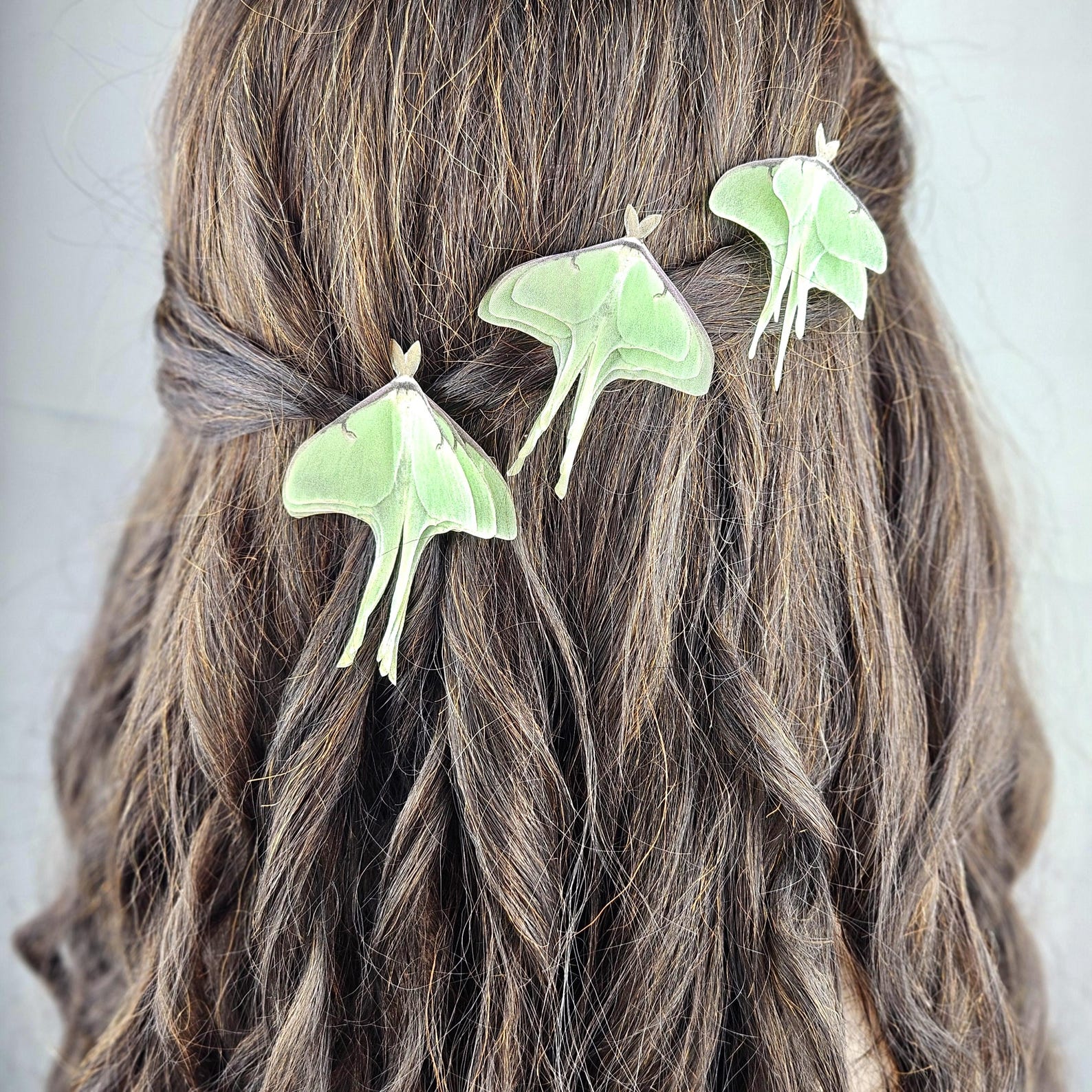 Realistic Luna Moth Hair Clips Set of 3, 3D Green Moon Moths With ...