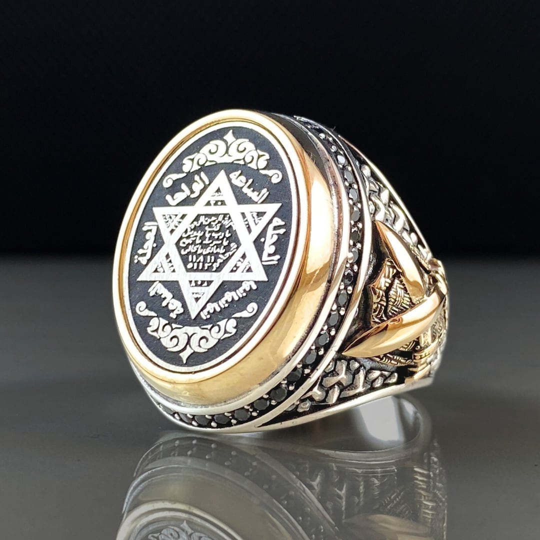 Oval Seal of Solomon Ring, Star of David Ring, Religious Ring, Vintage ...