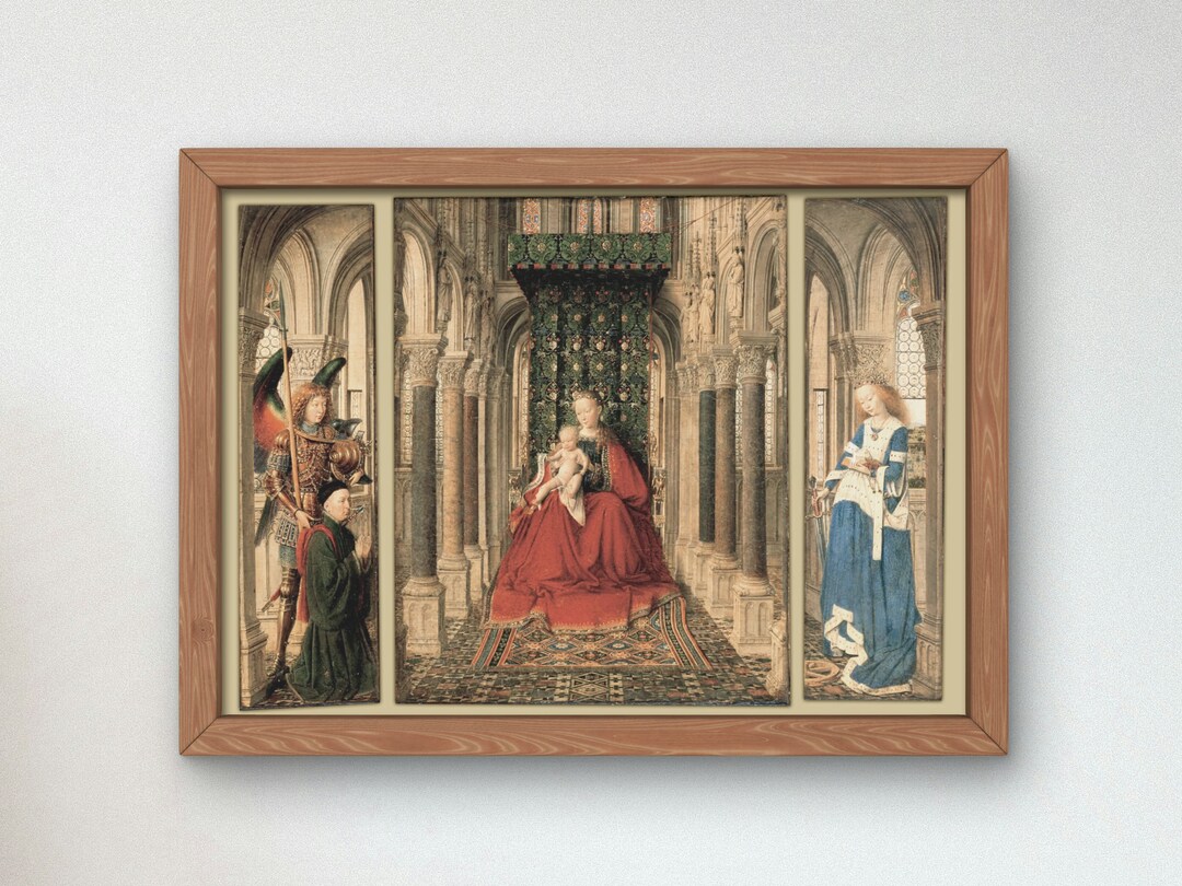 Art Print Triptych of Mary and Child, St. Michael, and the Catherine by Jan Van Eyck 1437 ...