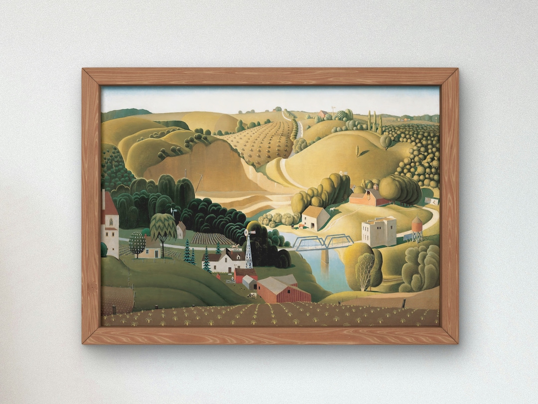Stone City Iowa by Grant Wood 1930, Museum Quality Oil Painting Print ...