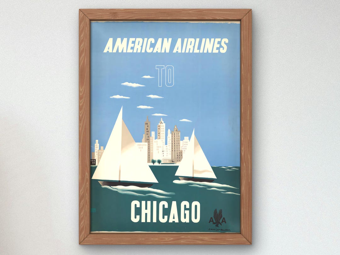 American Airlines to Chicago Vintage Ads by Edward Mcknight Kauffer ...