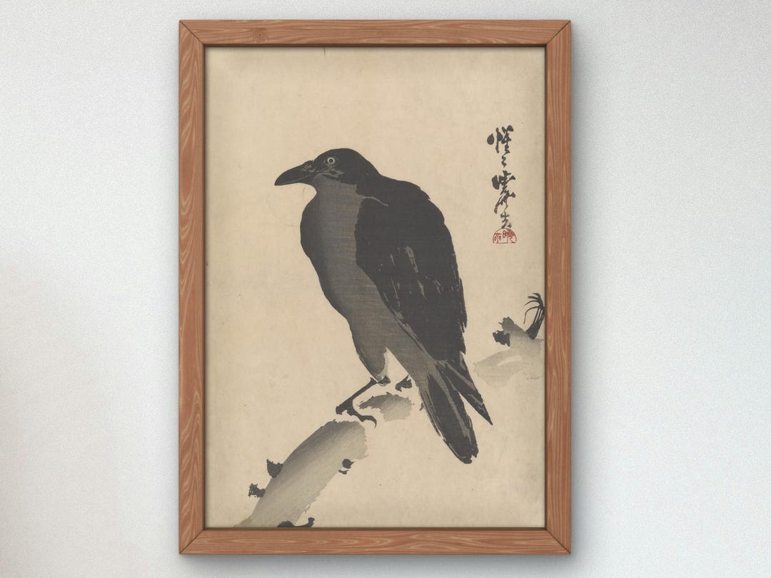 Crow on a Branch by Kawanabe Kyōsai After 1881, Japan Museum Quality ...