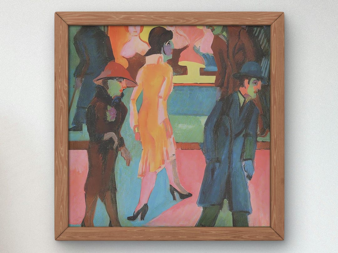 Street Scene in Front of a Barbershop by Ernst Ludwig Kirchner 1914 Museum Quality Oil Painting ...