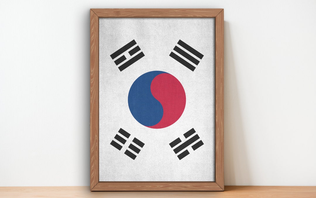 South Korea Flag Poster Wall Art Prints South Korea Vintage Flag - Etsy