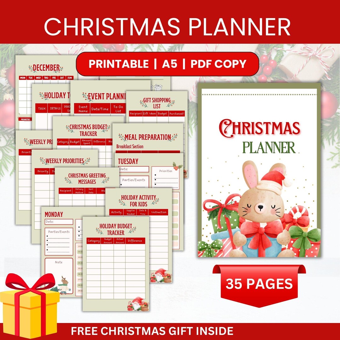 Christmas Planner Printable, Holiday Organizer, Gift List & Budget ...