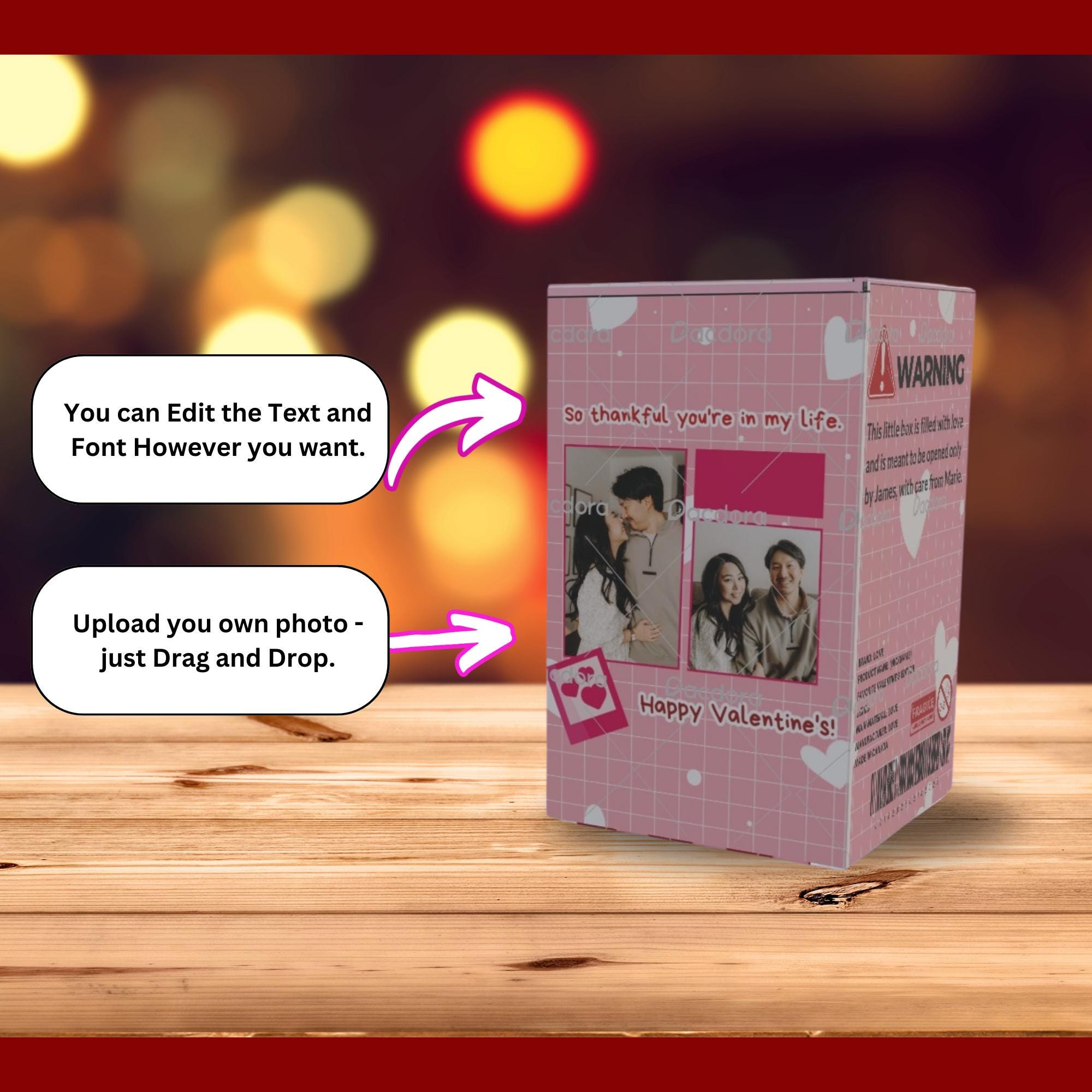 EDITABLE Valentine Blind Box Template, Canva Templates, Canva Editable ...