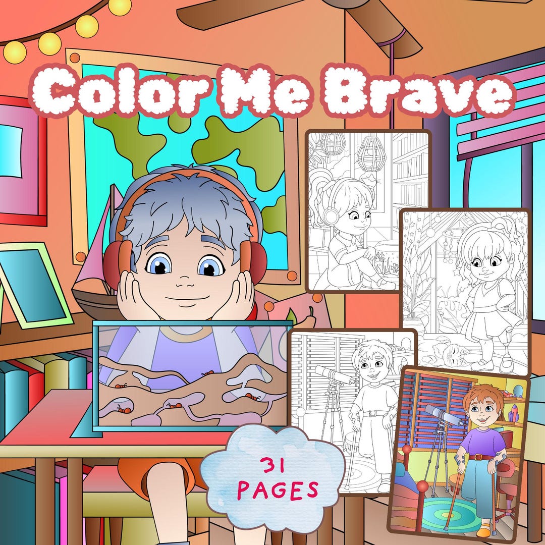 PRINTABLE Coloring Pages, Kids With Disabilities, Digital Coloring Book ...