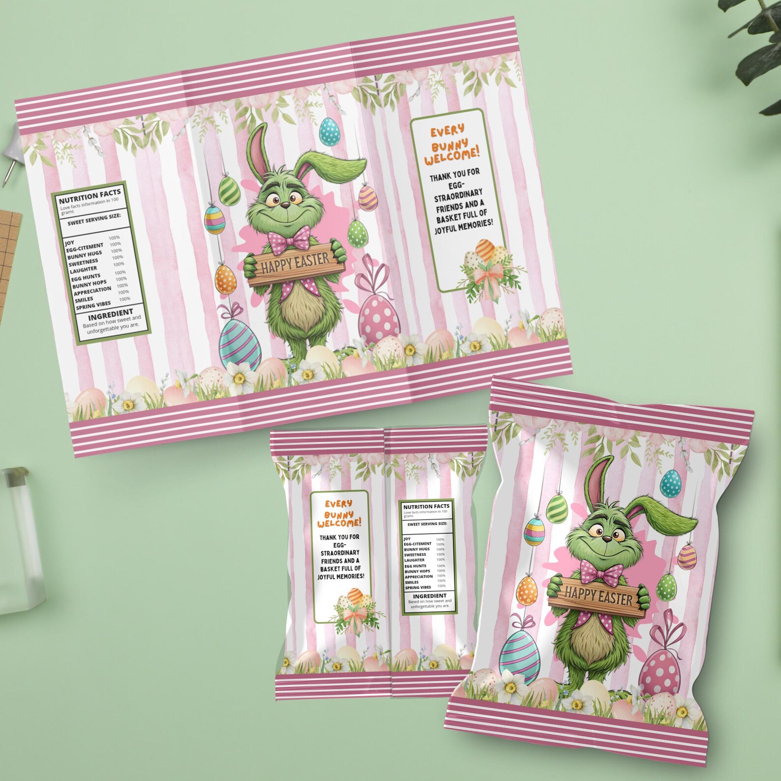 PRINTABLE Easter Bunny Chip Bag, Bunny Party Favor, Easter Treat Bag ...