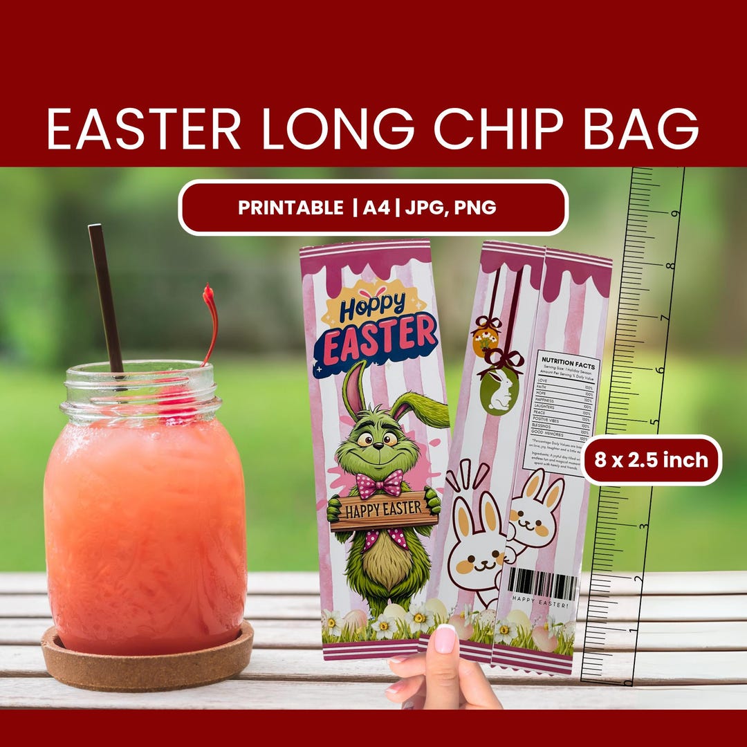 PRINTABLE Easter Bunny Long Chip Bag, Bunny Party Favor, Easter Treat ...