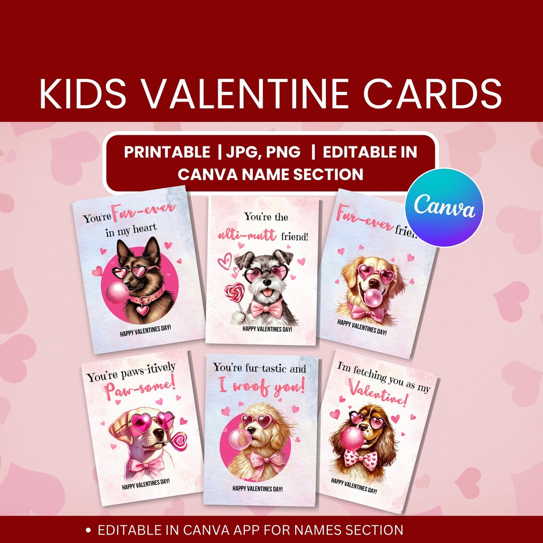 PRINTABLE EDITABLE Valentine Card, Editable Valentines Card, Kids ...